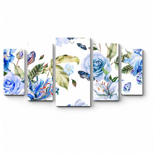 Модульная картина Голубые цветы 210x116