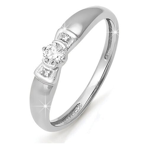 Кольцо помолвочное Diamant online, белое золото, 585 проба, бриллиант, размер 17.5