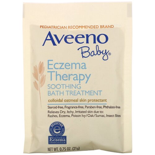 Aveeno, Успокаивающее средство для принятия ванн при экземе у детей, без запаха, 5 пакетиков, 106 г (3,75 унций)