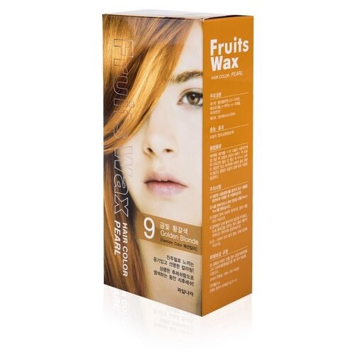 Welcos стойкая крем-краска для волос Fruits Wax Pearl Hair Color, 9 golden blonde, 120 мл