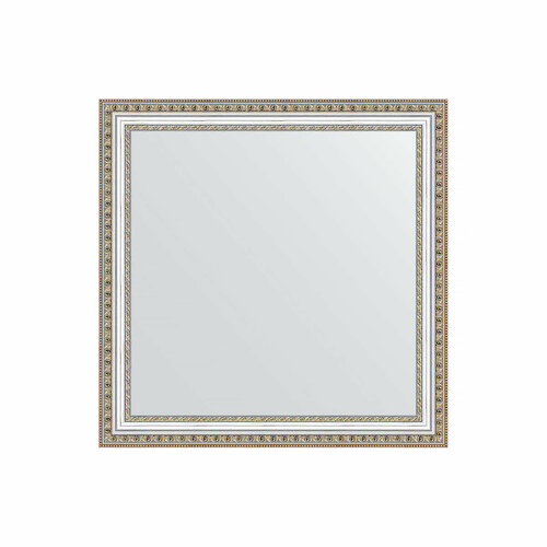 Зеркало настенное EVOFORM в багетной раме золотые бусы на серебре, 65х65 см, для гостиной, прихожей, кабинета, спальни и ванной комнаты, BY 0782