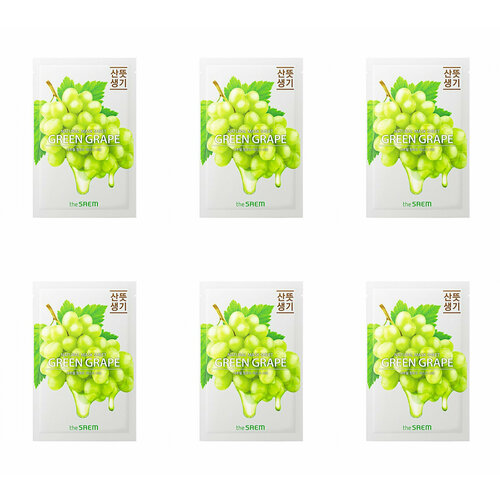 The Saem Маска тканевая для лица Natural Green Grape Mask Sheet, 21 мл, 6 шт