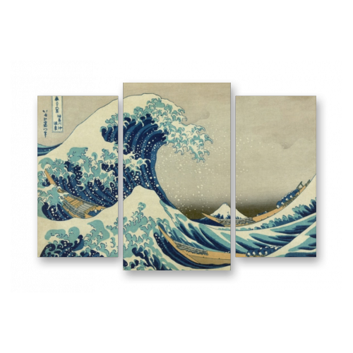 Модульная картина на холсте | Diva Kartina | Живопись. Японская волна | 70X49 см