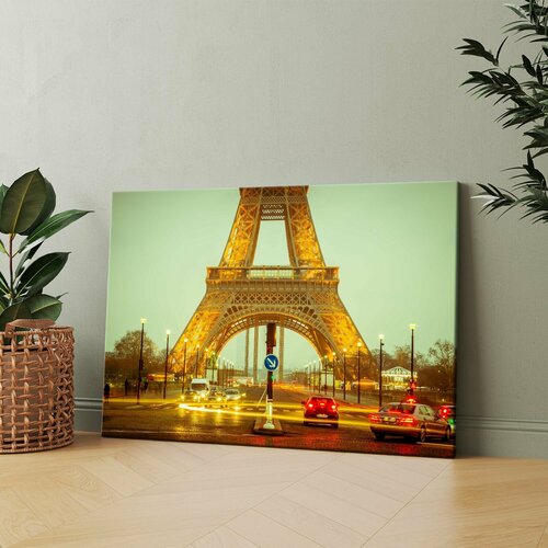 Картина на холсте (Эйфелева башня в Париже) 30x40 см. Интерьерная, на стену.