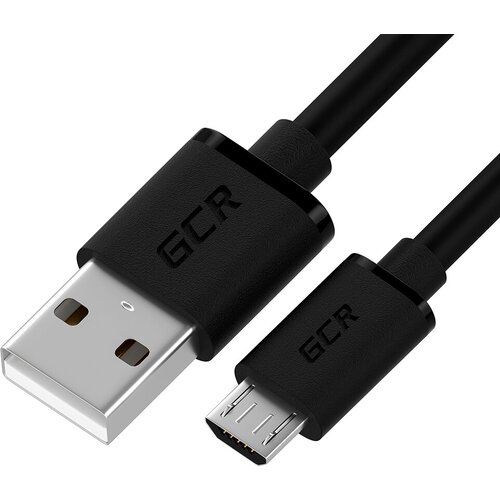 GCR Кабель 1.0m MicroUSB, черный, быстрая зарядка, 28/24 AWG