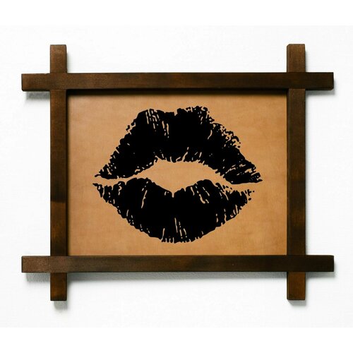 Картина "Поцелуй", подарок, натуральная кожа