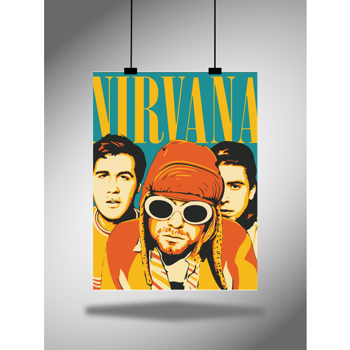 Постер плакат интерьерный на стену музыка Nirvana (Нирвана) 2 А3