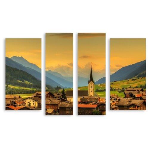 Модульная картина на холсте "Сказочная Швейцария" 90x58 см