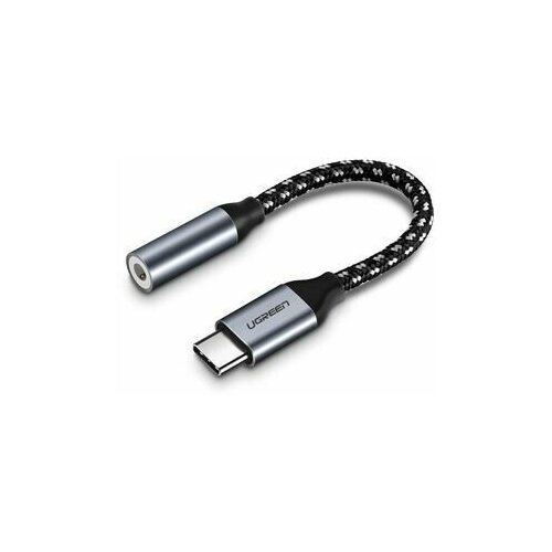 Адаптер UGREEN AV142 (30632) Type C Male To 3.5mm Audio Adapter. Длина 10 см. Цвет: серый