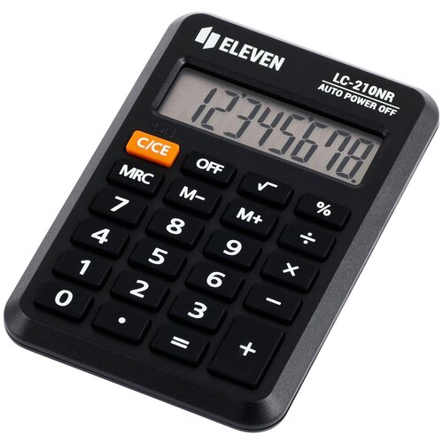 Калькулятор Eleven карманный, 8 разрядов, питание от батарейки, 64х98х12 мм, черный (LC-210NR)