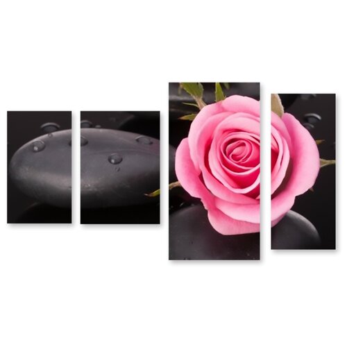 Модульная картина на холсте "Розовая роза" 150x89 см
