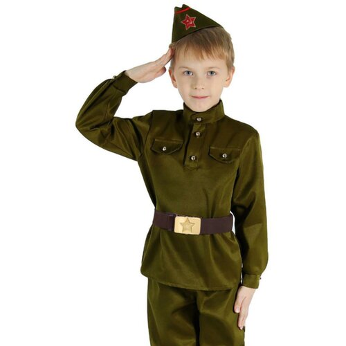 Детский костюм военного: гимнастерка, пилотка, ремень размер 26, рост 98