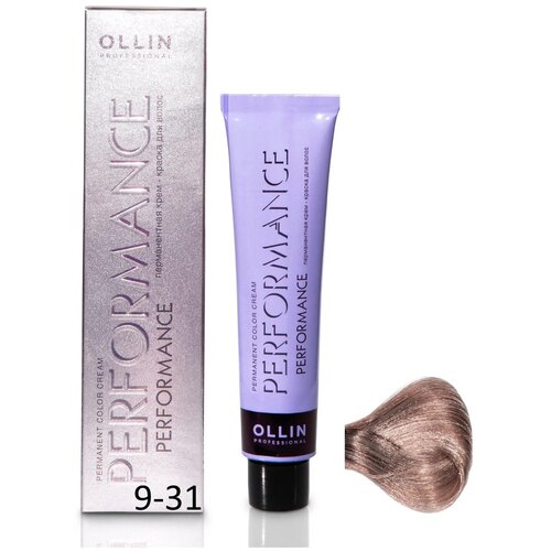 OLLIN Professional Performance перманентная крем-краска для волос, 9/31 блондин золотисто-пепельный, 60 мл