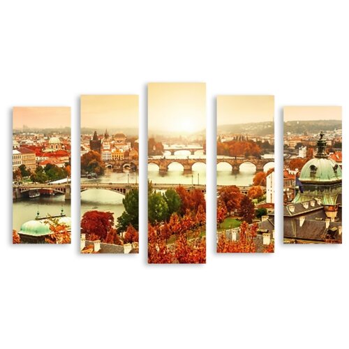 Модульная картина на холсте "Осенняя Прага" 150x93 см