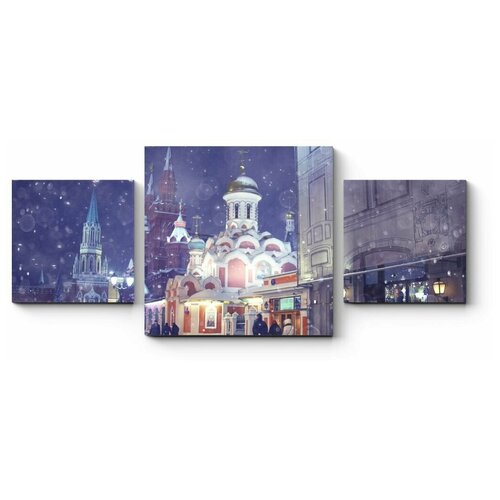 Модульная картина Зимний вечер в столице, Москва 100x43