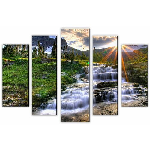 Модульная картина для интерьера на стену / Картина на холсте "Пейзаж водопада / Природа" 80х140см М838