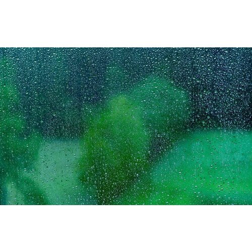 Картина на холсте 60x110 LinxOne "Капли, стекло, поверхность, мокрый, дождь" интерьерная для дома / на стену / на кухню / с подрамником