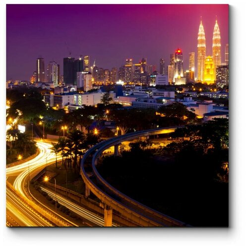 Модульная картина Сияние ночного Куала-Лумпур 100x100