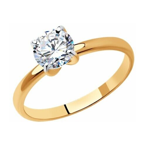 Кольцо помолвочное Diamant online, золото, 585 проба, фианит, размер 17.5