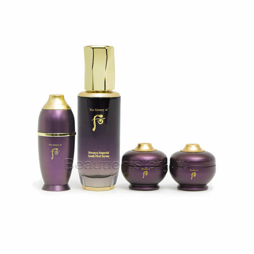 The History of Whoo Hwanyu Imperial Youth First Serum 75 ml + 3p Set Восстанавливающая сыворотка с восточными травами + премиум набор антивозрастных миниатюр Феникс (минус 10 лет) 3шт.
