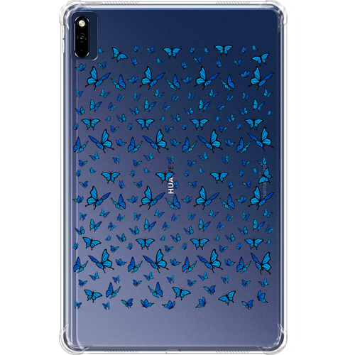 Противоударный силиконовый чехол для планшета Huawei MatePad 10.4 Синие бабочки
