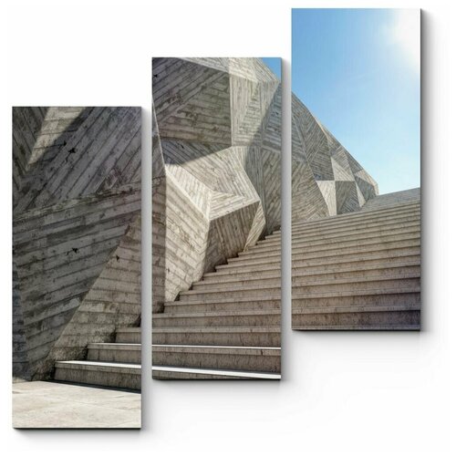 Модульная картина Элемент бетонной стены с лестницей вверх140x149