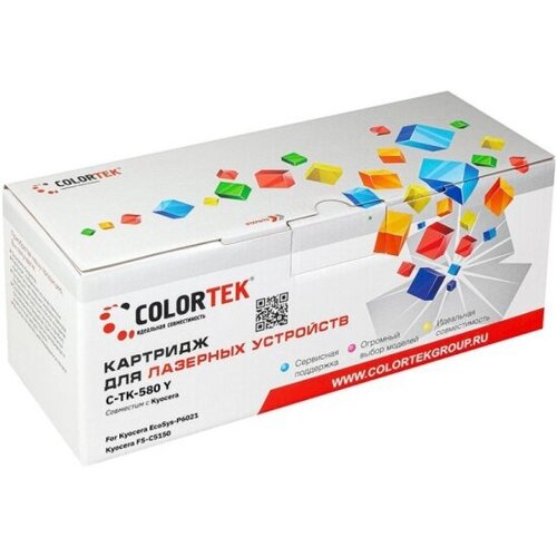 Картридж лазерный Colortek CT-TK-580Y желтый для принтеров Kyocera