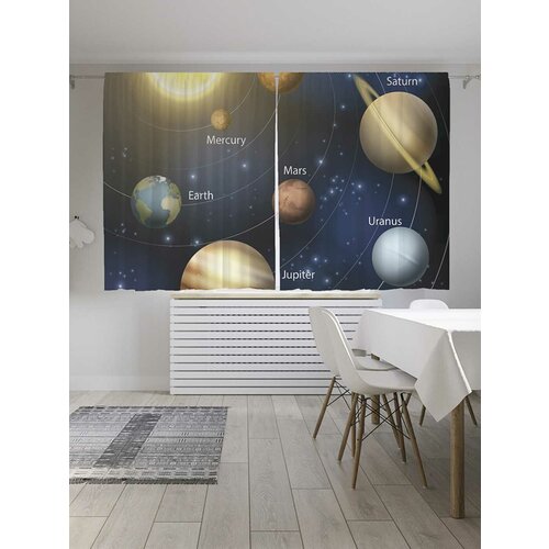 Шторы JoyArty с фотопечатью "Планеты солнечной системы" из сатена, 290х180 см