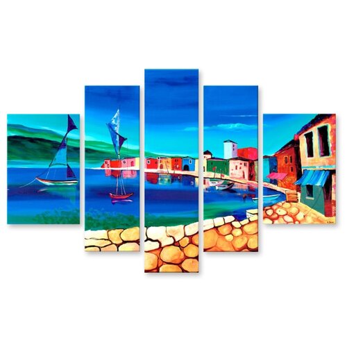 Модульная картина на холсте "Голубой залив" 120x60 см