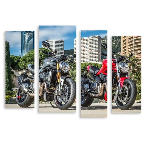 Модульная картина на холсте "Мотоциклы" 90x67 см