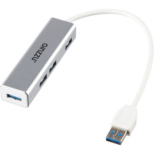USB-концентратор  Ginzzu GR-517UB, разъемов: 4, 20 см, серебристый