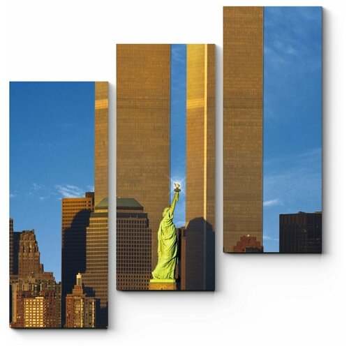 Модульная картина Всемирный торговый центр за Статуей Свободы110x117