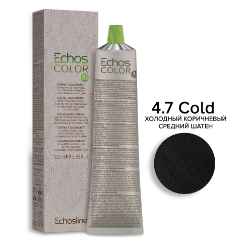 ECHOS LINE, ECHOS COLOR, Крем-краска № 4.7 COLD NEW, холодный - средне-каштановый холодный коричневый, 100 мл