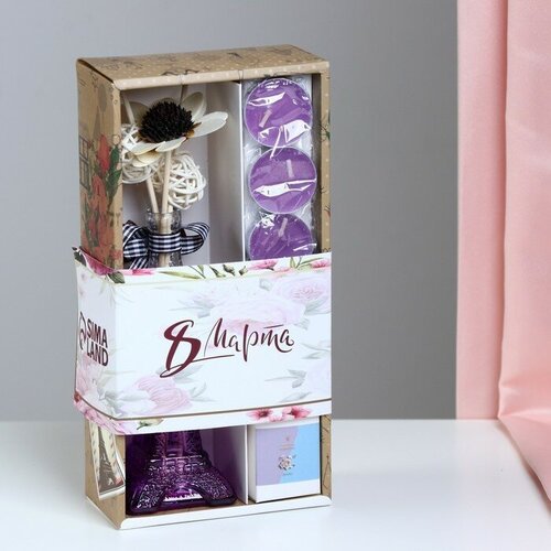 Набор подарочный "Эйфелева башня"(ваза, палочки с декором, свечи, аромамасло), орхидея, Новый год