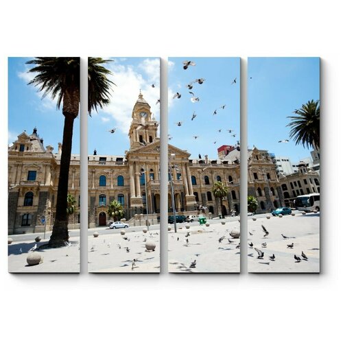 Модульная картина Летящие голуби над площадью Кейптауна 140x105
