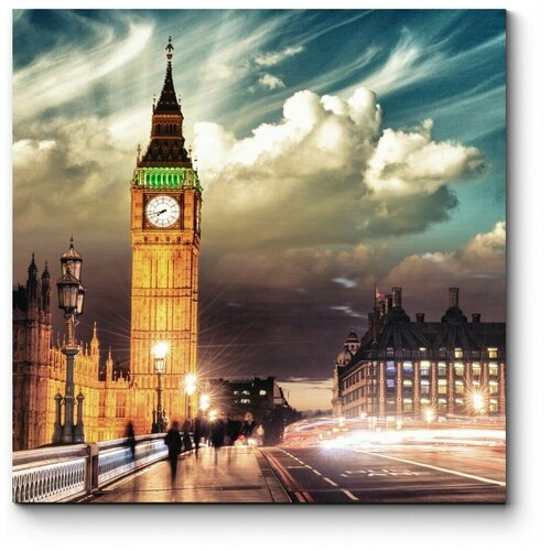 Модульная картина Яркие краски Лондона на закате 90x90
