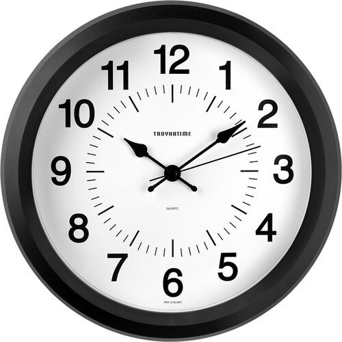 Часы настенные Troyka ход плавный, круглые, 23х23х3,5 см, черная рамка (23230233)