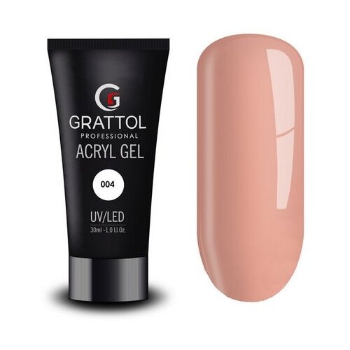 Grattol акригель Acryl Gel камуфлирующий, 30 мл, 04 прозрачно-розовый