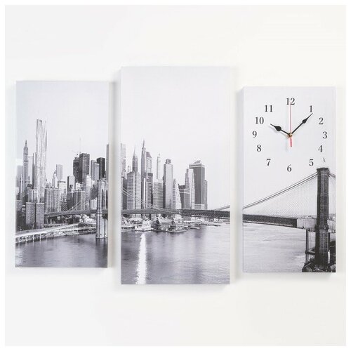 Часы настенные модульные, серия: Город, "Мост", 60 х 80 см