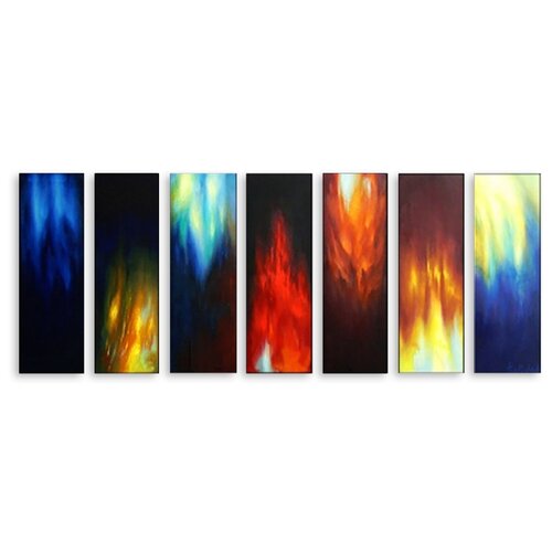 Модульная картина на холсте "Разноцветное пламя" 170x74 см