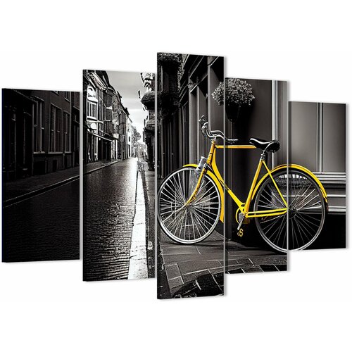 Картина модульная на стену ДоброДаров "Жёлтый велосипед" 140х80 см MD0365