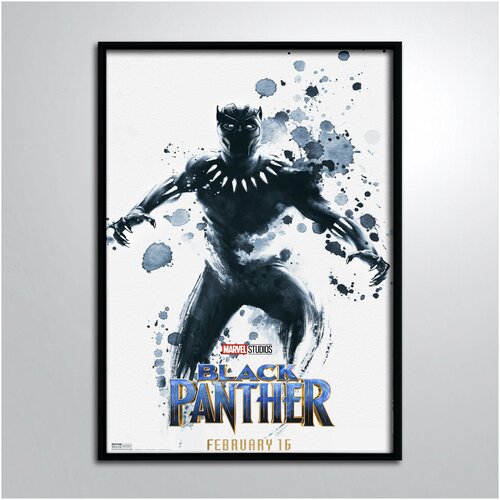 Постер в раме/Марвел Чёрная Пантера Акварель Marvel Black Panther