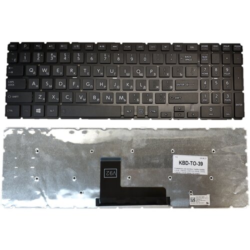 Клавиатура для ноутбука Toshiba Satellite L50-B, C55-B черная, без рамки, плоский Enter