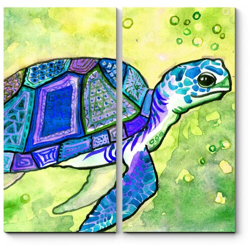 Модульная картина Голубая черепаха 110x110