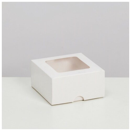 Коробка складная, крышка-дно, с окном, белая, 10 х 10 х 5 см (комплект из 30 шт)