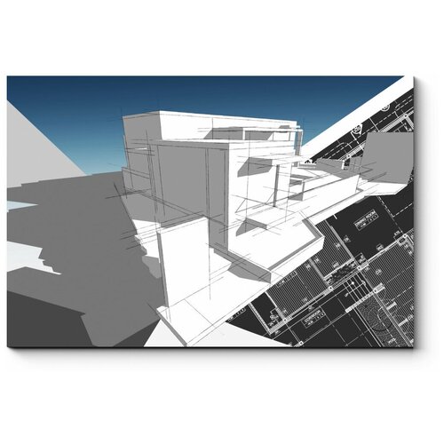 Модульная картина Архитектурный скетч 40x27