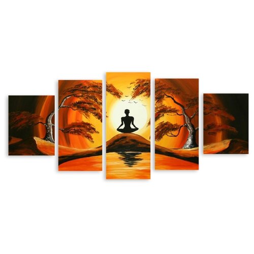 Модульная картина на холсте "Утренняя медитация" 150x71 см