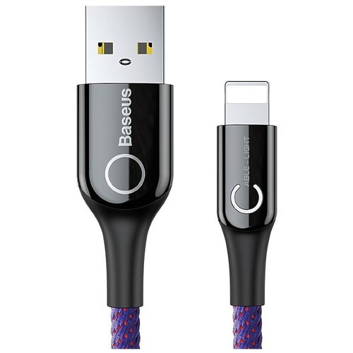 Кабель USB Lightning 1M 2.4 A c автоматическим выключ. заряда C-shaped Light Baseus фиолет. CALCD-05