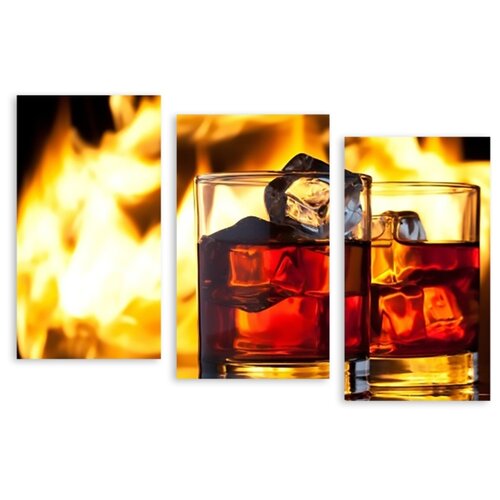 Модульная картина на холсте "Пылающий виски" 90x62 см