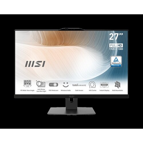 MSI Modern AM272P 12M AiO 27" FHD(1920x1080)IPS AG Non-touch, Core i7-1260P(2.1GHz),16GB DDR4 (2x8GB),512GB SSD M.2, Intel UHD, WiFi, BT, camera, WirelessK